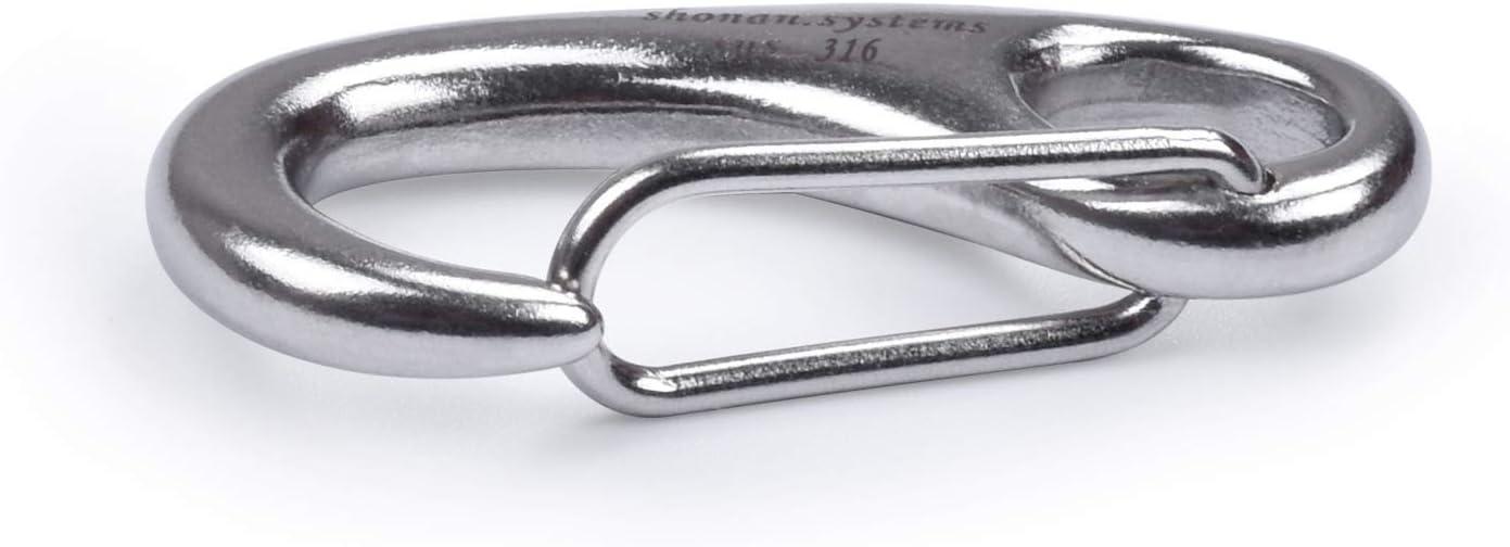 SHONAN 2 Carabiner Clips 4 Pack - Stainless Steel 316 Marine Clips for ...