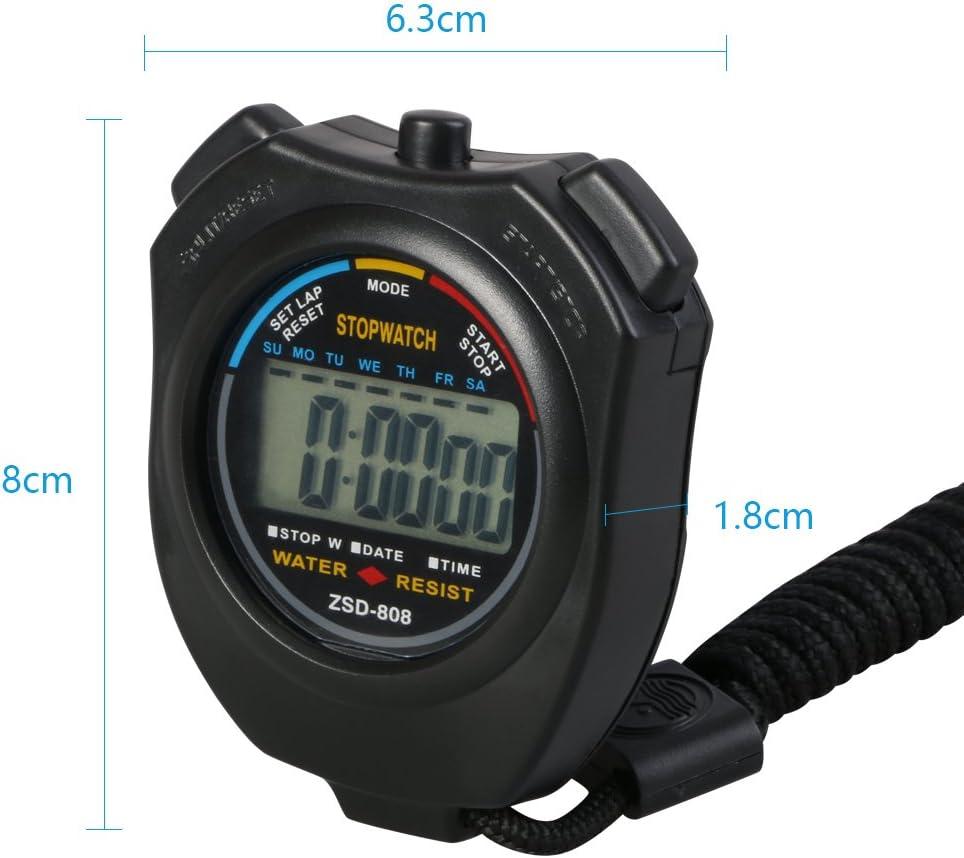 Vicloon Digital Sports Stopwatch Timer Large LCD Stainless Steel Ideal ...