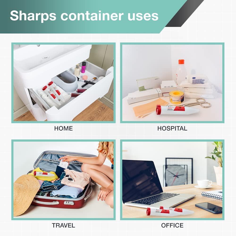 AdirMed Sharps Shuttle Container with Locking Mechanism - 6 Pack, Safe ...