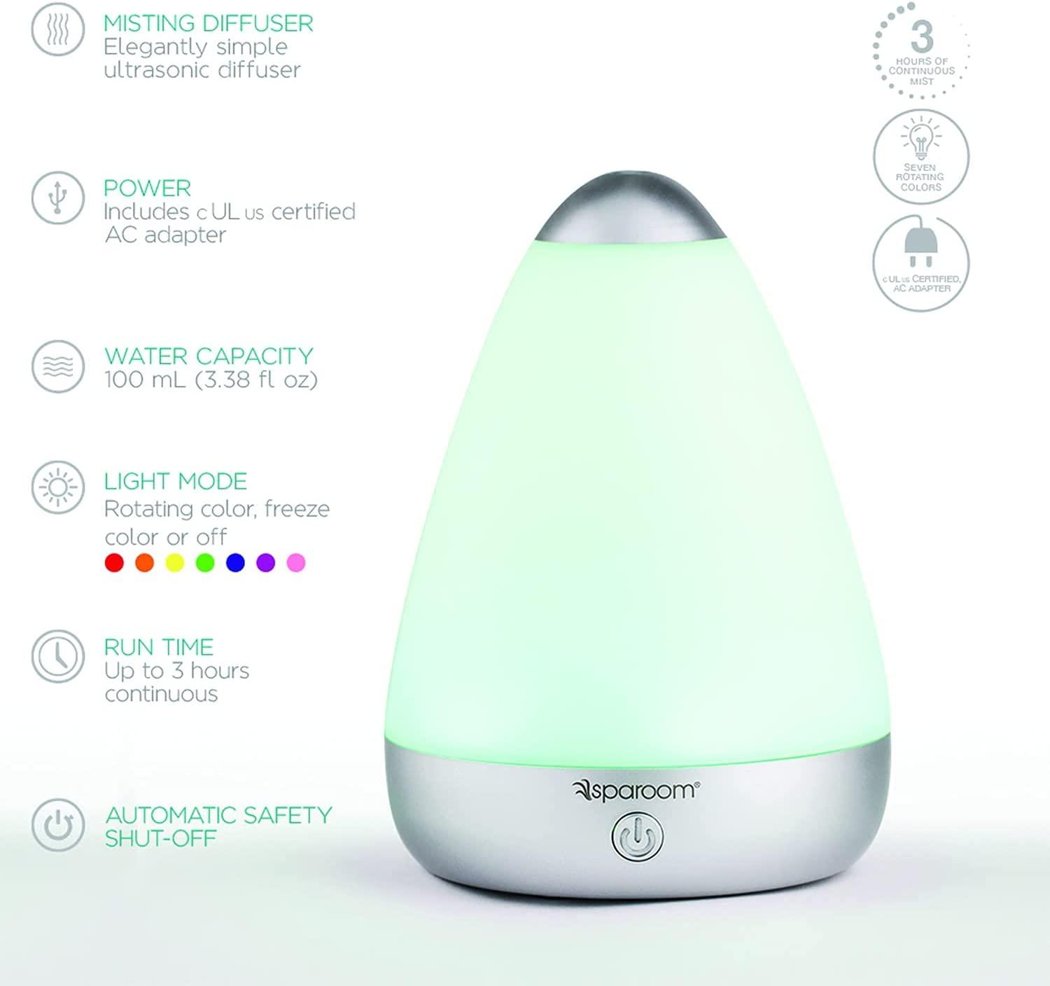 SpaRoom PureMist Ultrasonic Essential Oil Diffuser â€“ LED Light Show ...