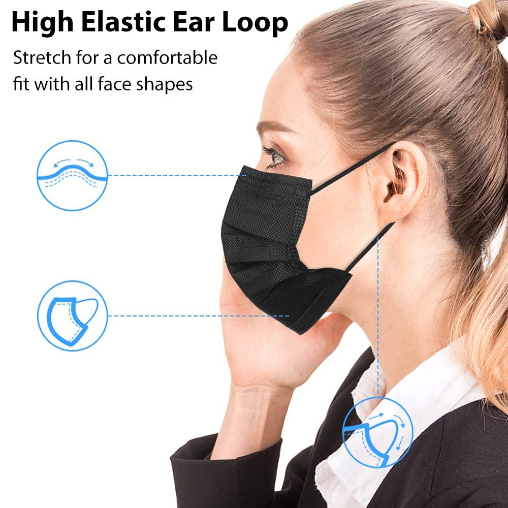 Black Disposable Face Masks - 50 Pack, 3 Ply Disposable Masks | Buy Now ...