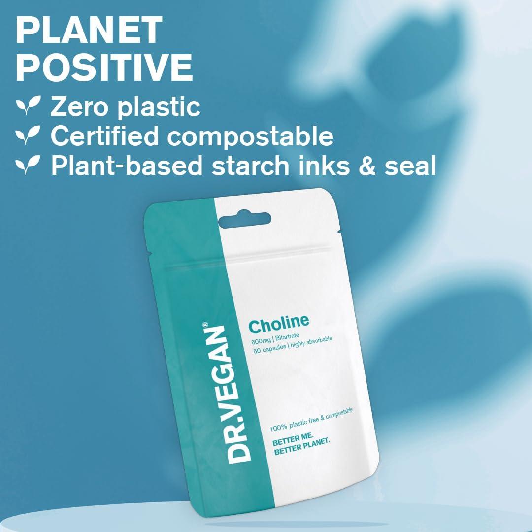 Dr. Vegan Choline 600mg Capsules - Vegan-Friendly | 60 Capsules - One ...