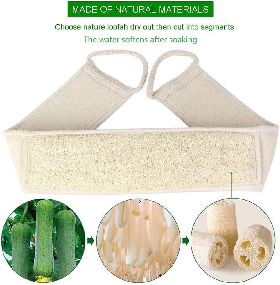 4-Piece Natural Loofah Exfoliating Back Scrubber Set with Long Wooden ...