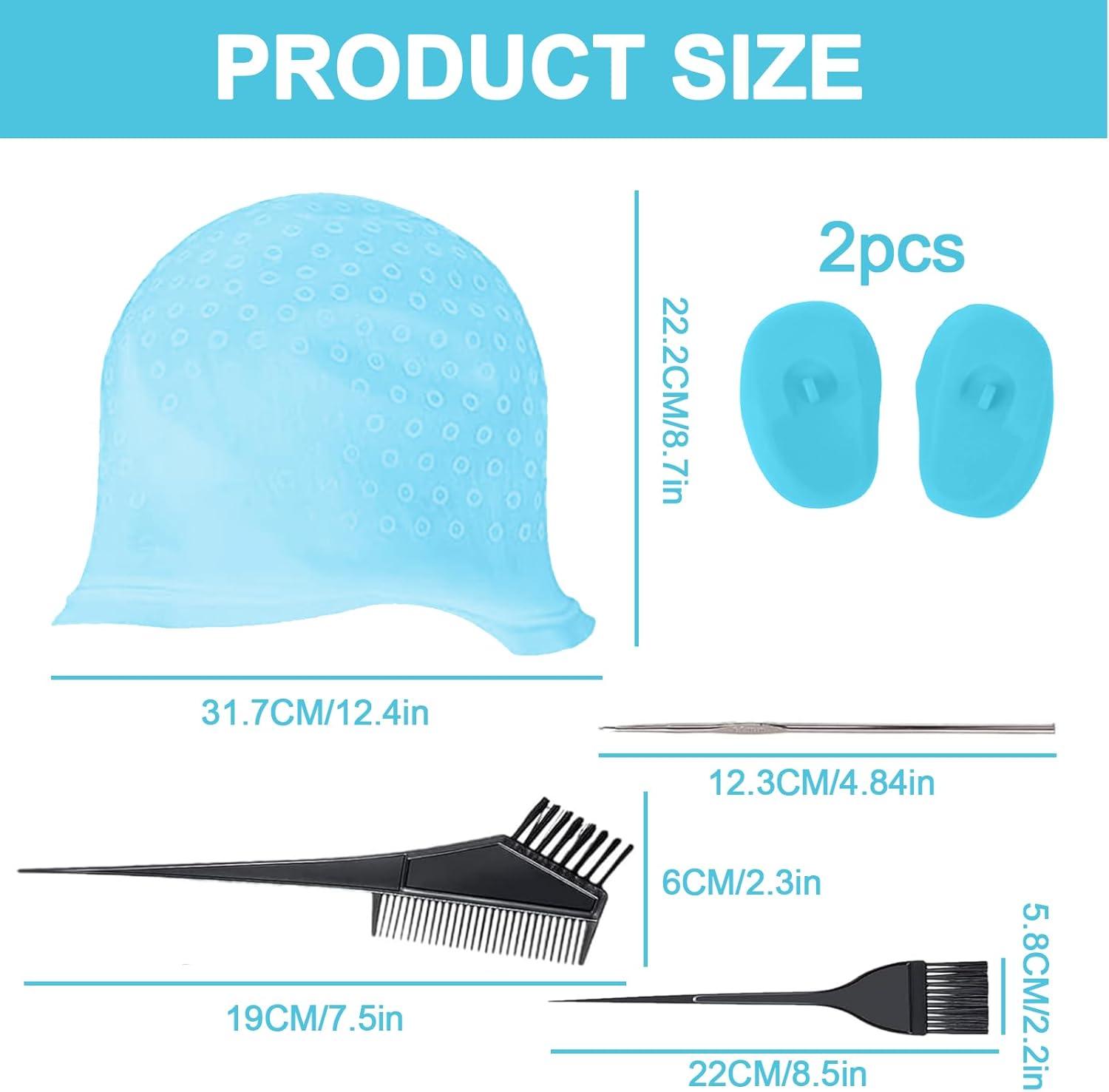 Silicone Highlight Cap Kit Hair Dye Cap with Hook Needles Hair Dye Comb ...
