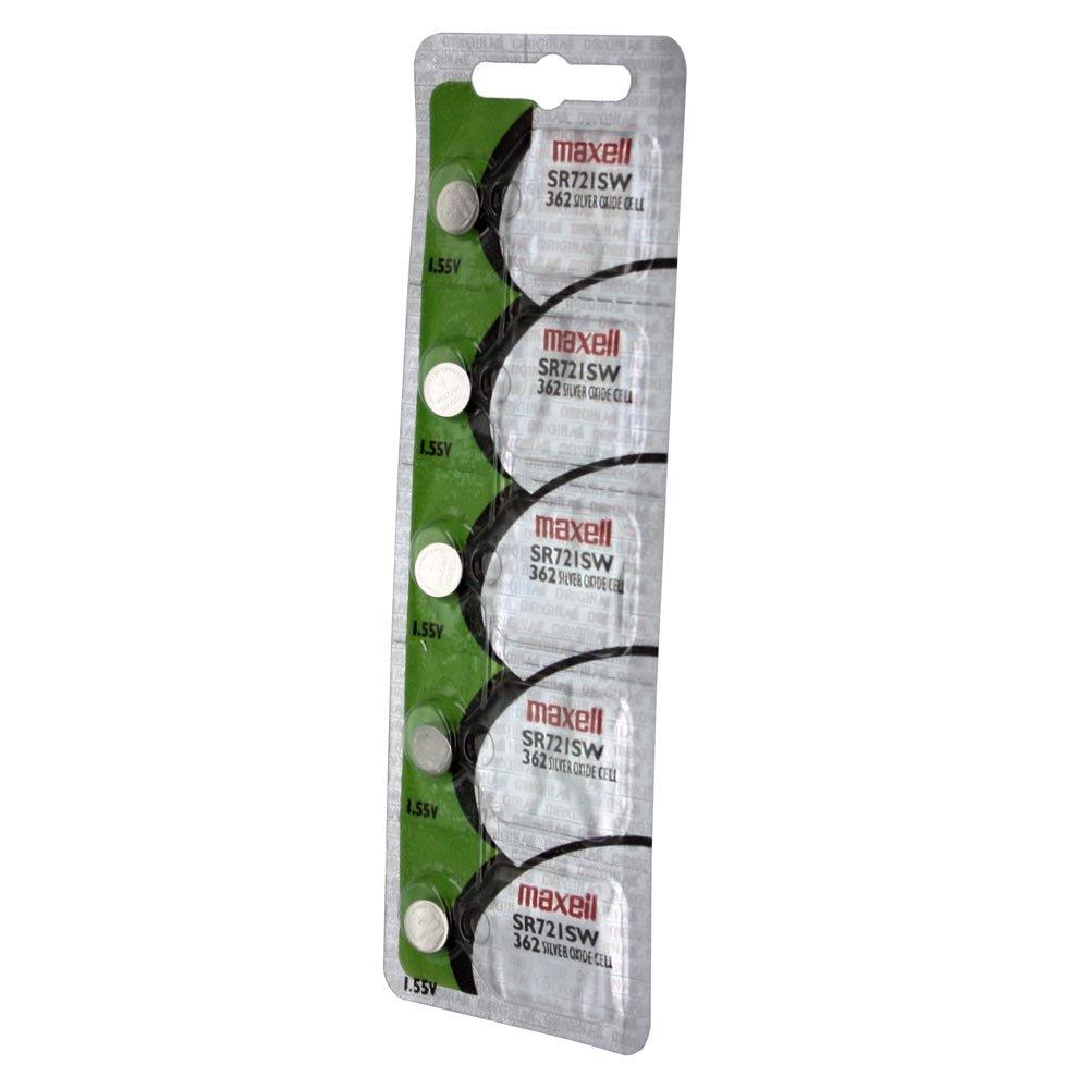Maxell SR721SW 362 Watch Battery 5-Pack | High Performance Button Cell ...