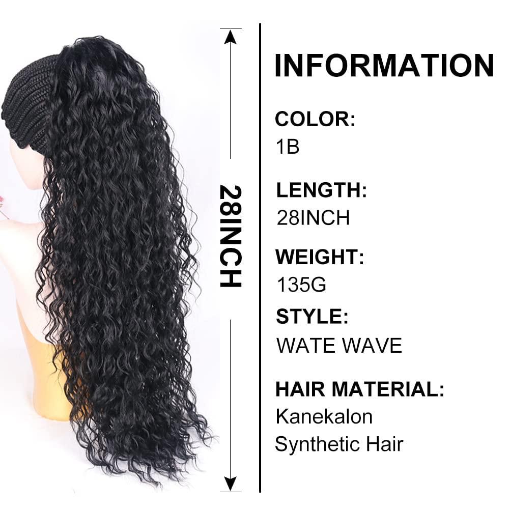 Curly Drawstring Ponytail Extension 28 Inch - Water Wave Synthetic Hair ...