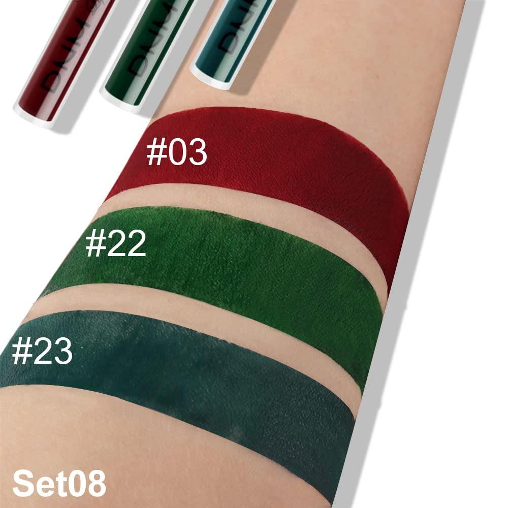 AMY'S DIARY 3Pcs Dark Green Cherry Red Matte Lipstick Set | Long ...
