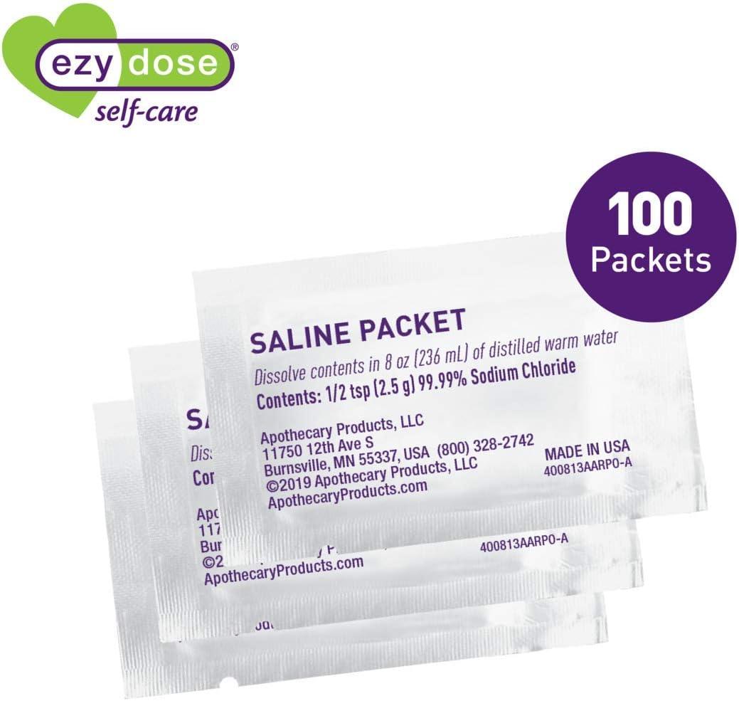 EZY DOSE Saline Nasal Rinse Packets - 100 Individually Wrapped Sinus ...
