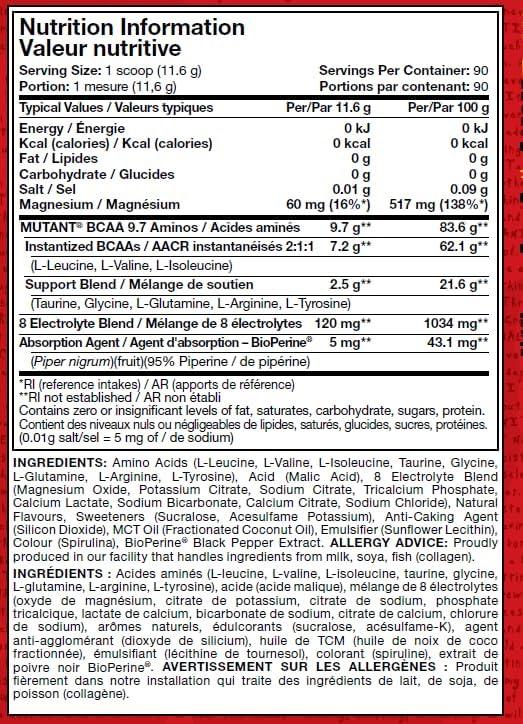 Mutant BCAA 9.7 Supplement Powder | Micronized Amino Acids ...