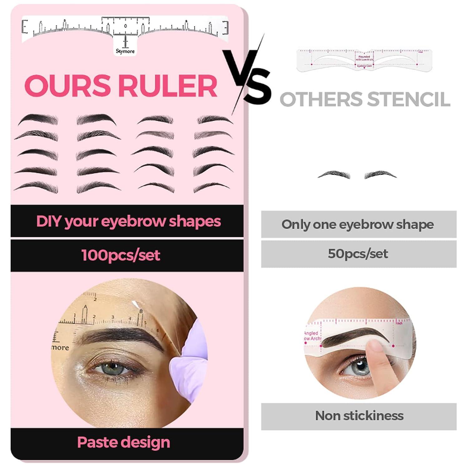 Skymore Eyebrow Ruler 100Pcs - Disposable Microblading Stencil & Shape ...