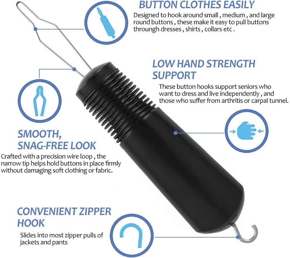 SoulQ Button Hook Zipper Pull Helper - Wide Handle Grip Dressing Aid ...