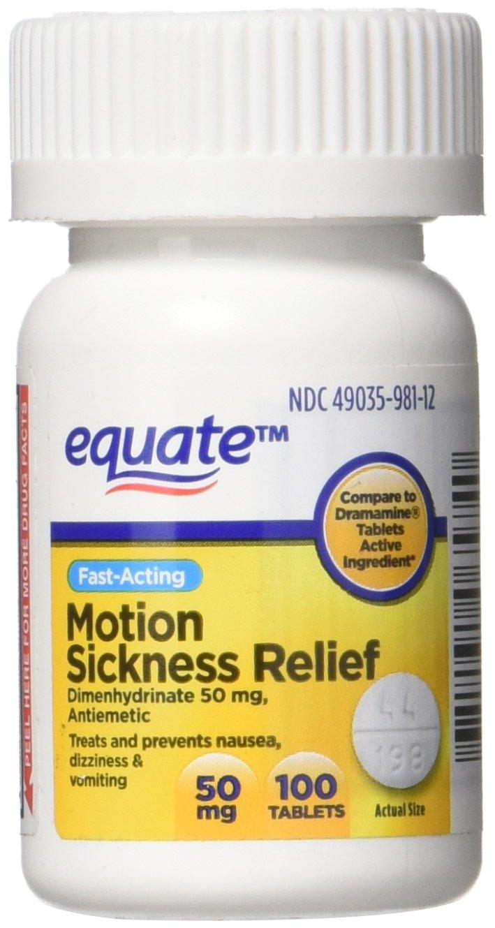 Equate Motion Sickness Dimenhydrinate 50mg - 100 Tablets | Generic ...
