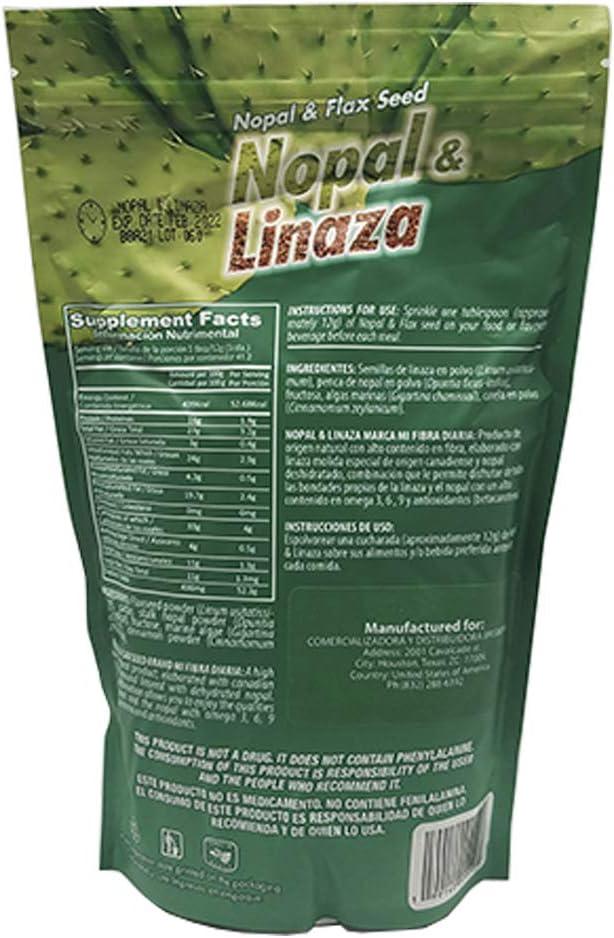 Nopal & Linaza Fiber Supplement 17.6 Oz - Natural Cactus and Flaxseed ...