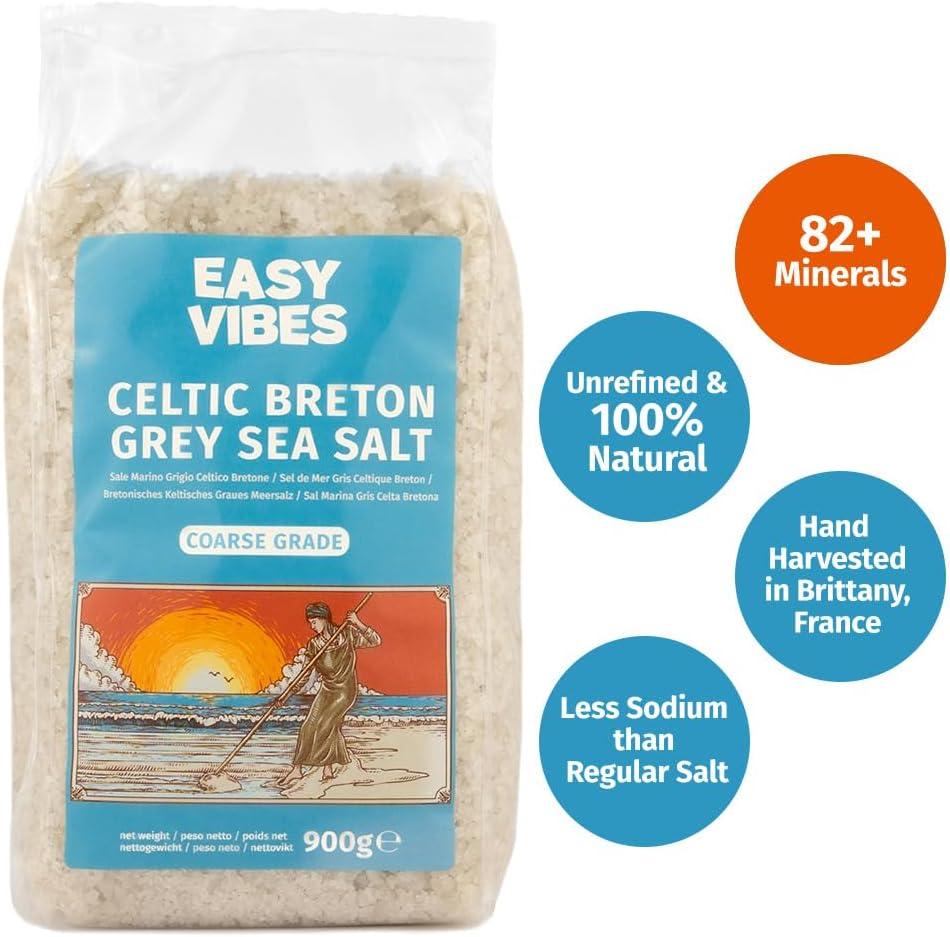 Easy Vibes - Celtic Salt - Breton Grey Sea Salt (900g) - Coarse Salt ...