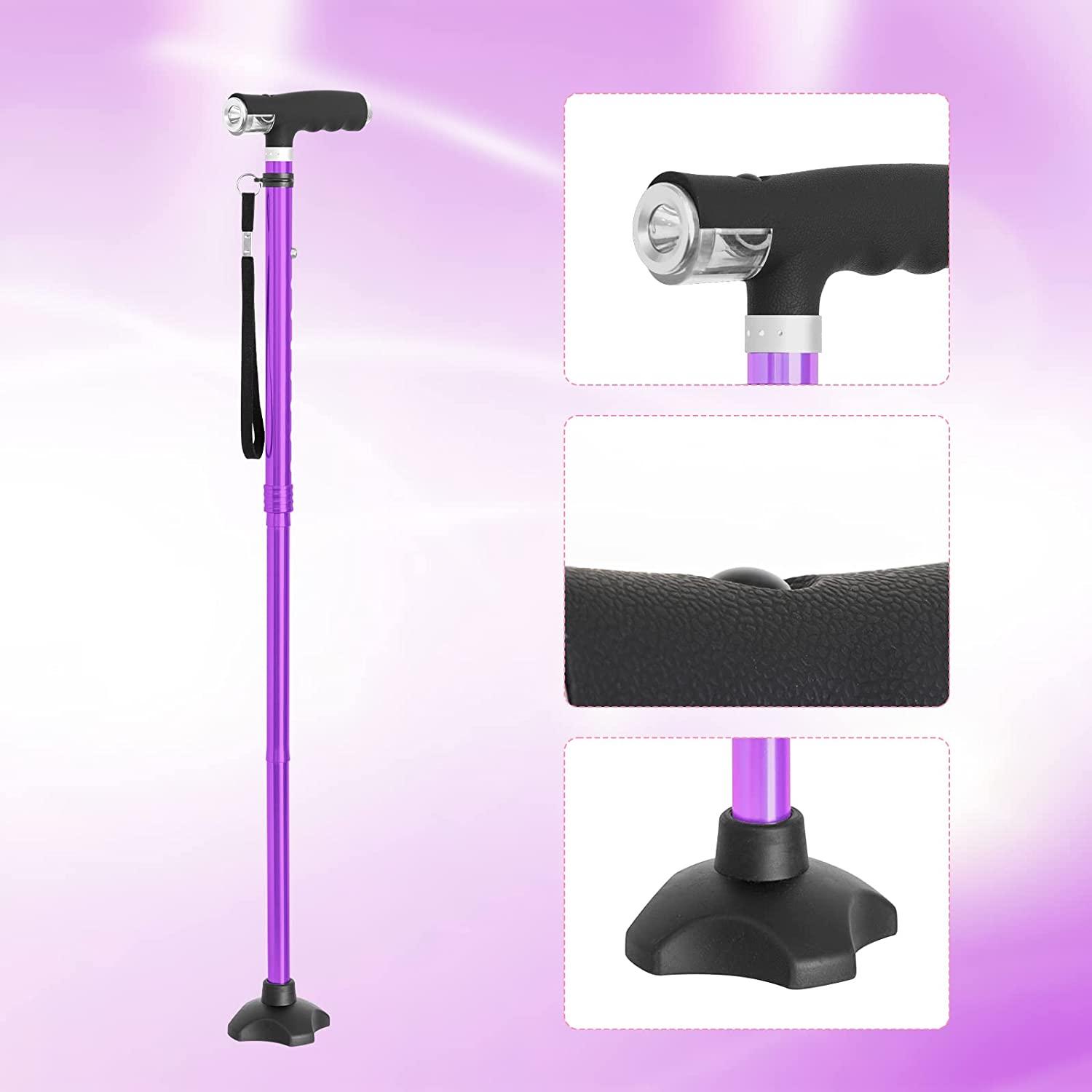 BeneCane Women's Folding Walking Cane with LED Lights | Quad Cane for ...