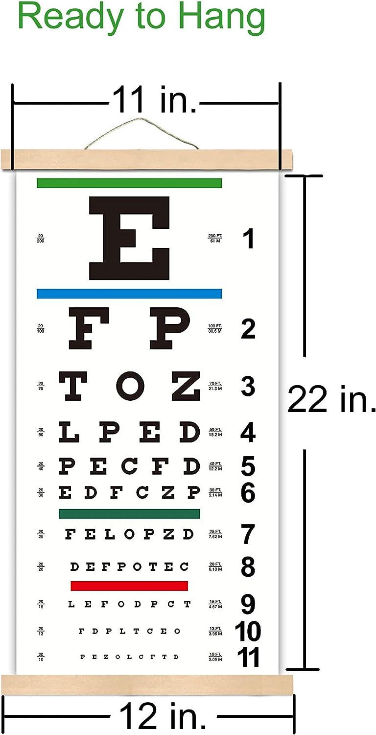 NOYOC 20ft Snellen Eye Chart with Wooden Frame - 22x11 Canvas Low ...