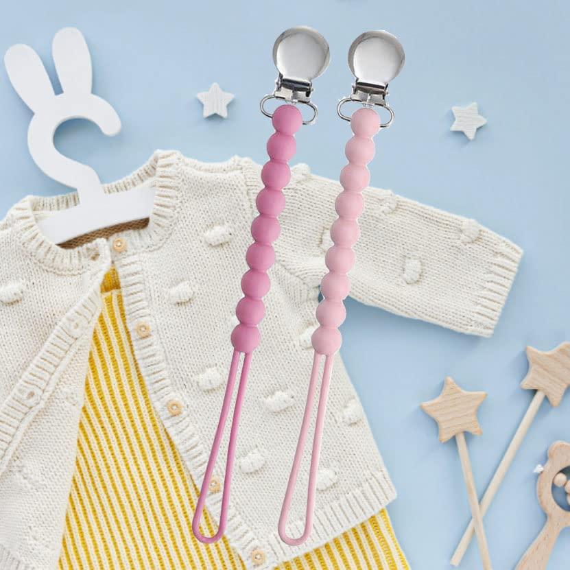 Pacifier Clips Baby Girls - MORIBOX Paci Clip 2 Pack R-Pink for ...