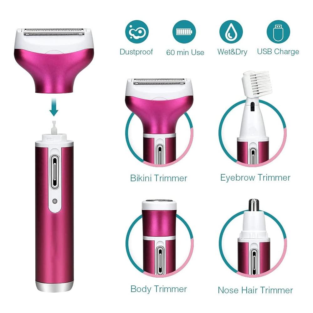 OOCOME 4 in 1 Women Bikini Trimmer & Electric Shaver - Rechargeable ...