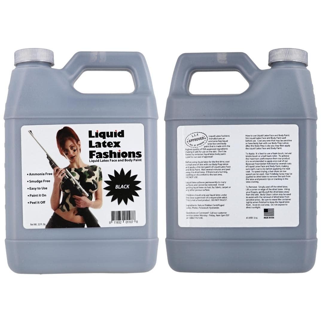 Black 32 Oz Liquid Latex Body Paint - Ammonia Free Cosplay Makeup for ...