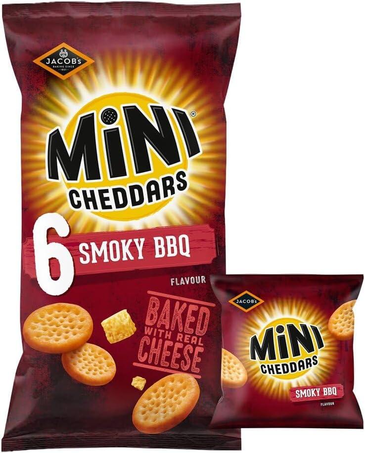 Jacob's Mini Cheddars Smoky Bbq 6 X 23G | Baked with Real Cheese | Cheese Snack Biscuits with ...