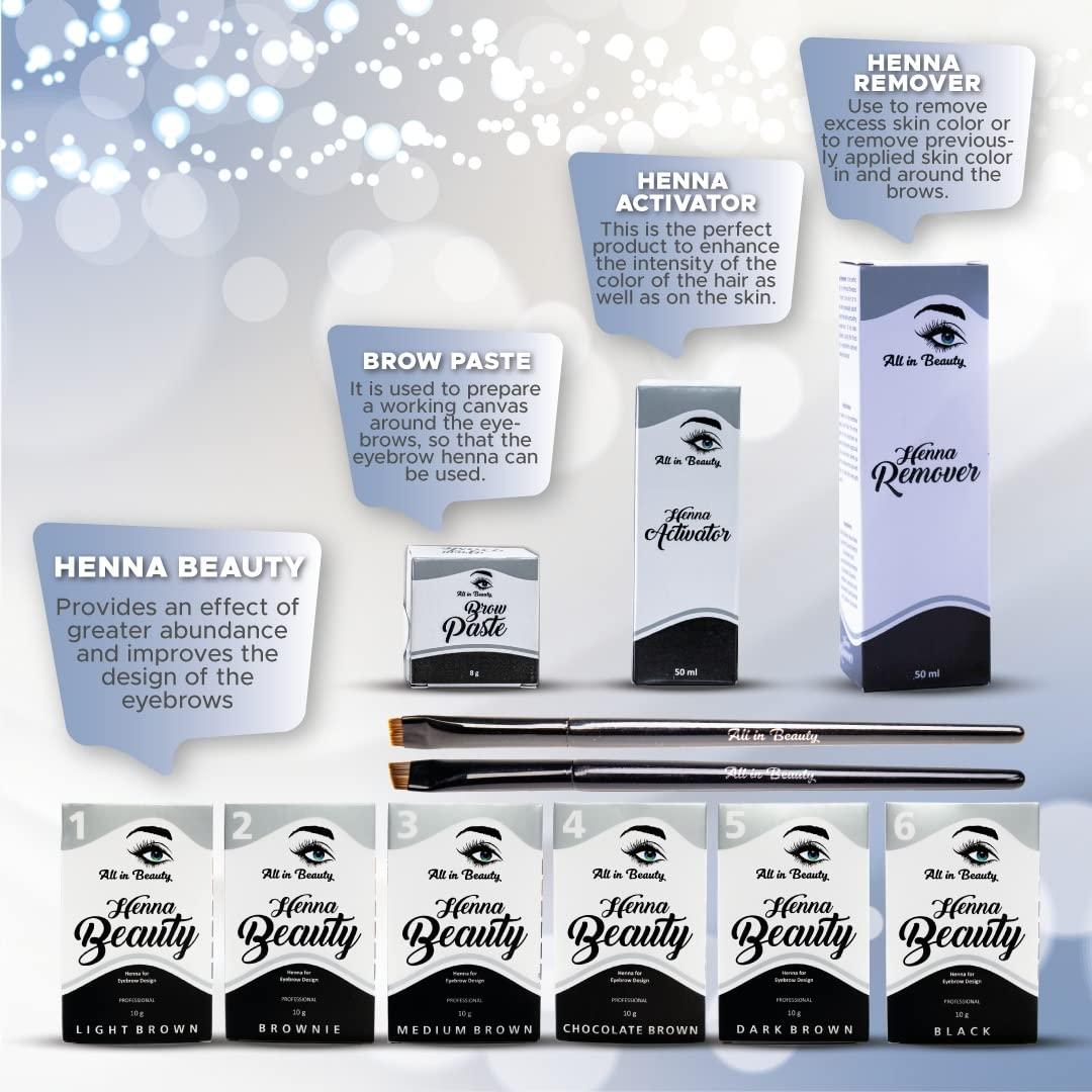 Beauty Henna Starter Eyebrow Coloring Kit - Vegan, Natural Ingredients ...