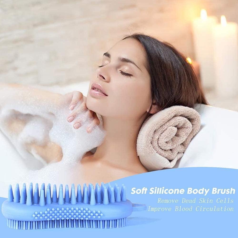 Silicone Body & Scalp Scrubber Hair Brush - Easy Exfoliation, Dandruff ...
