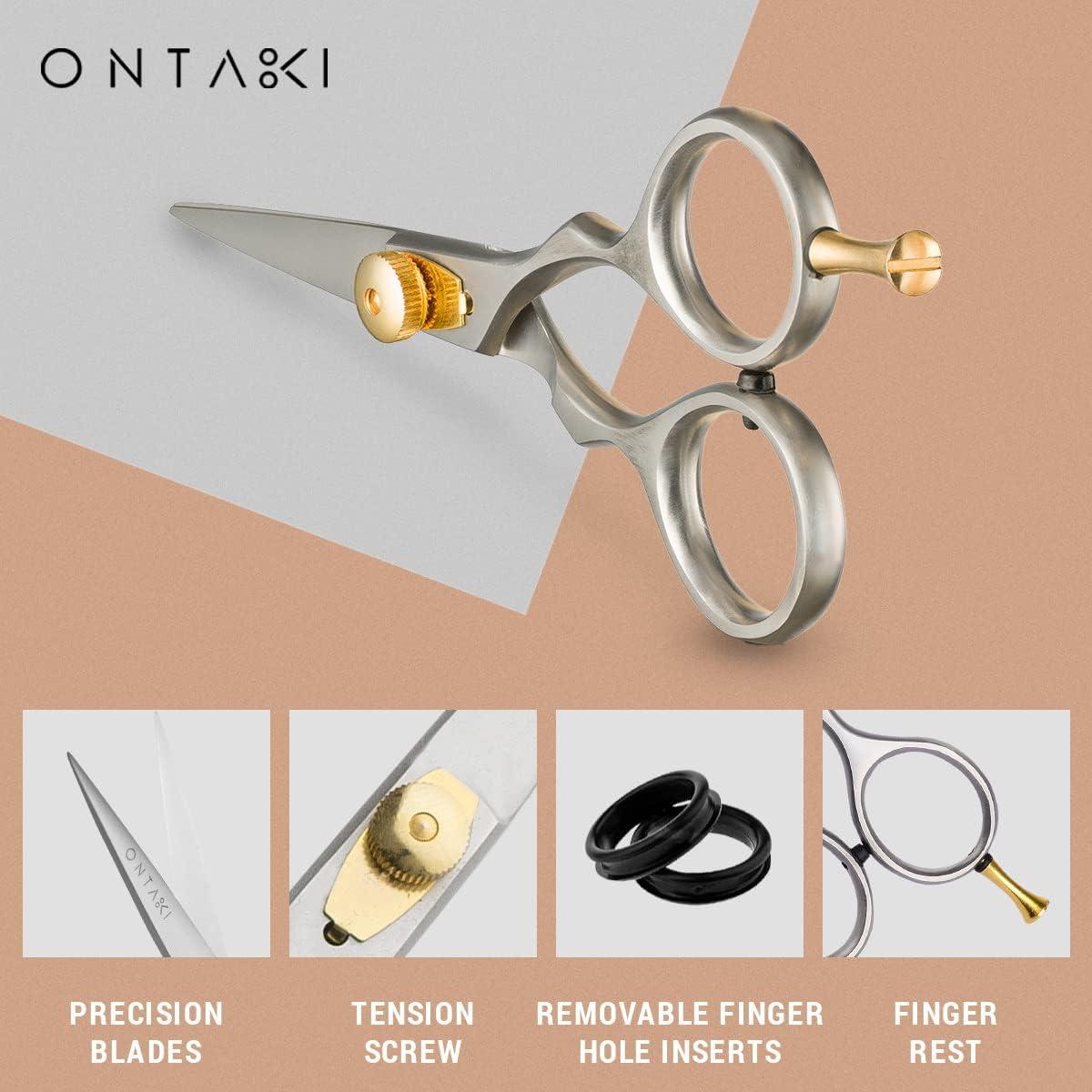 ONTAKI 3-Piece Scissors Set: Japanese Steel Beard & Mustache Scissors, Facial Grooming Nose Hair ...