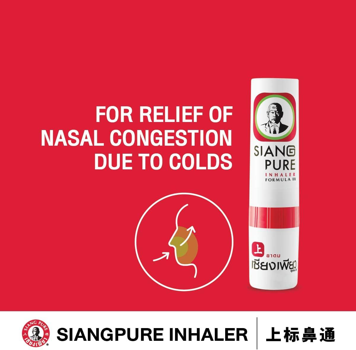 Siang Pure Aromatherapy Nasal Inhaler - Cooling Menthol, Peppermint ...