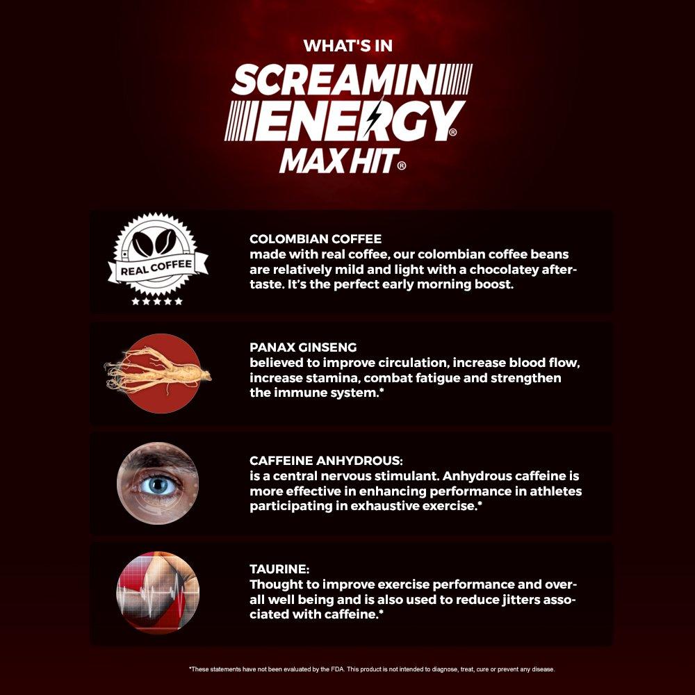 Screamin Energy Max Hit - 24 Ct Maximum Strength Energy Shot with ...