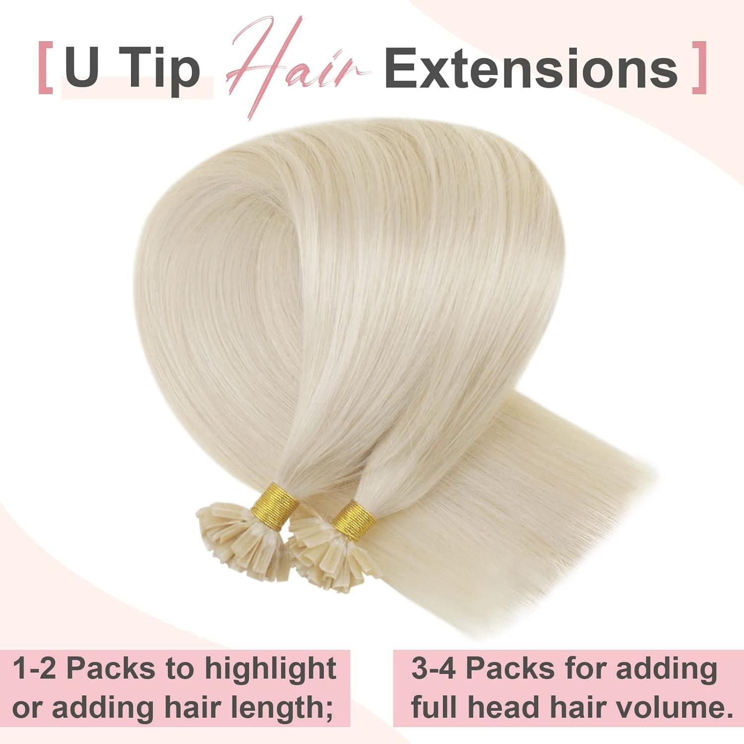 Easyouth UTIP Real Hair Extensions - 14 inch 50g Platinum U Tips ...