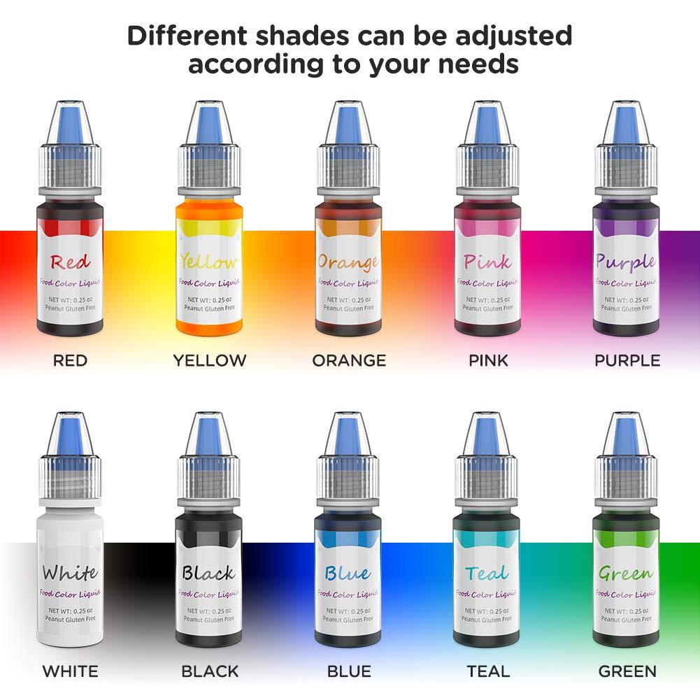 Dacool Food Coloring Cake Decorating Set - 10 Concentrated Liquid ...
