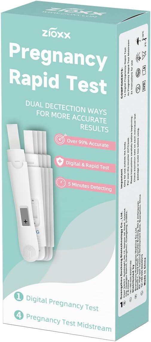 Zioxx Digital Pregnancy Test Combo Pack - Early Results 1 Digital & 4 ...