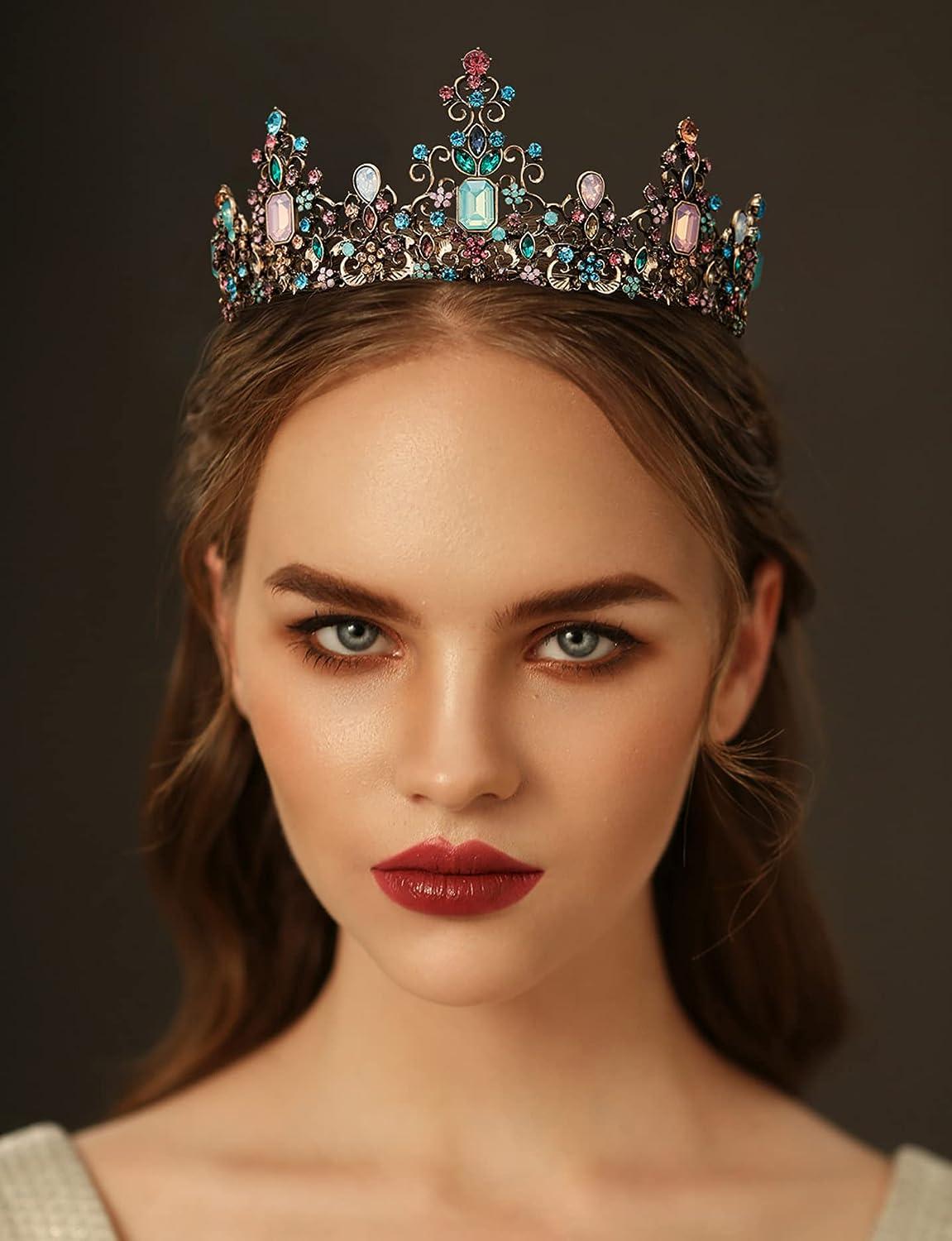 SWEETV Baroque Wedding Queen Crown - Jeweled Costume Tiara for Prom ...