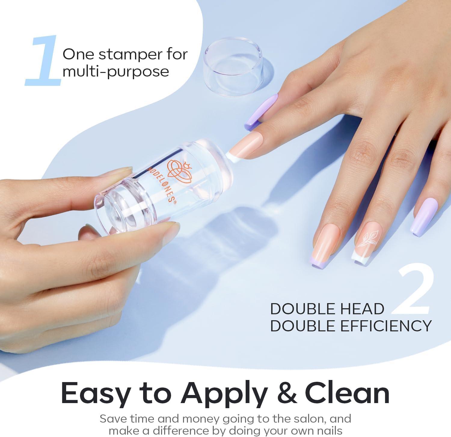 Modelones French Tip Nail Stamp - 6Pcs Silicone French Nail Stamper ...