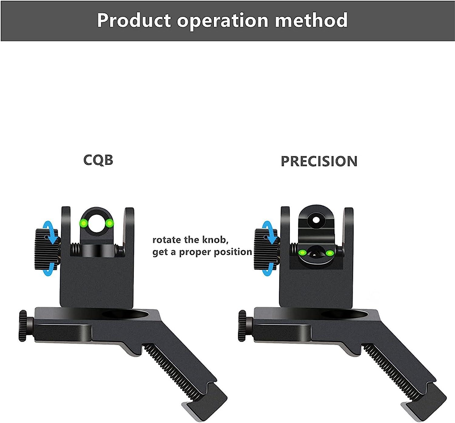 Fiber Optics Iron Sights 45 Degree Offset Flip Up Iron Sights with Red ...