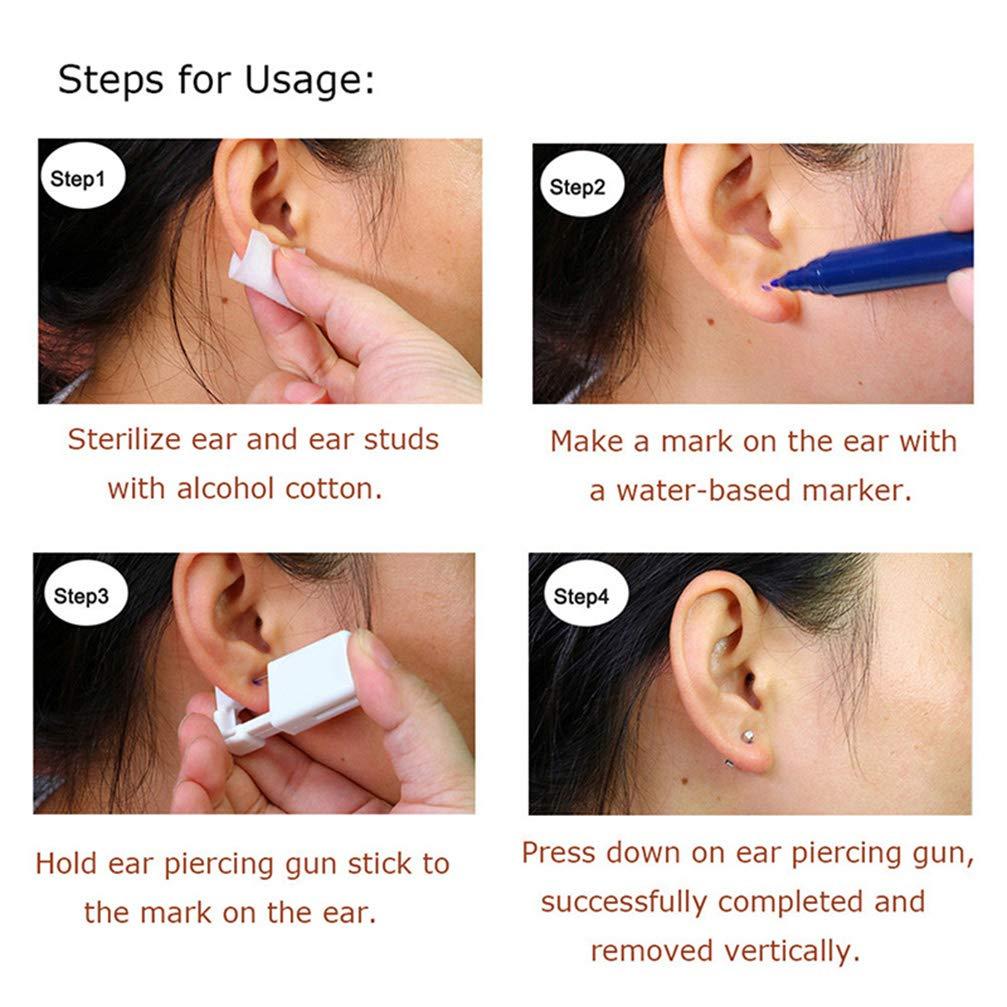 Disposable Self-Mixed Colors Ear Piercing Gun Kit for Safety - Silver ...