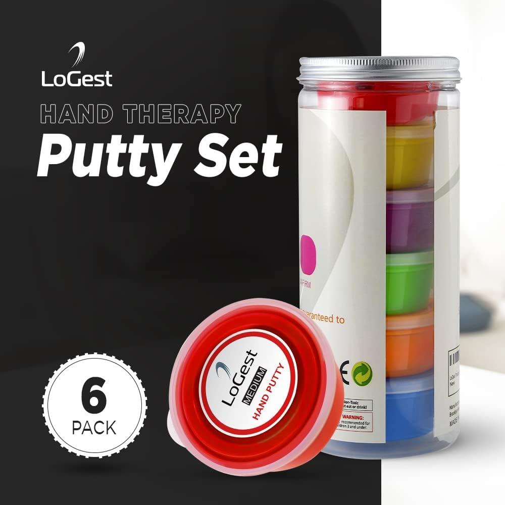 Logest Hand Therapy Putty Set - 6 Pack for Kids and Adults - 6 Resistance Levels - Finger & Hand ...