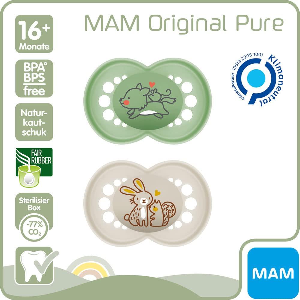 MAM Pacifier LATEX Original 16+ Mo | Set of 6 Boys with 3 Sterilization ...