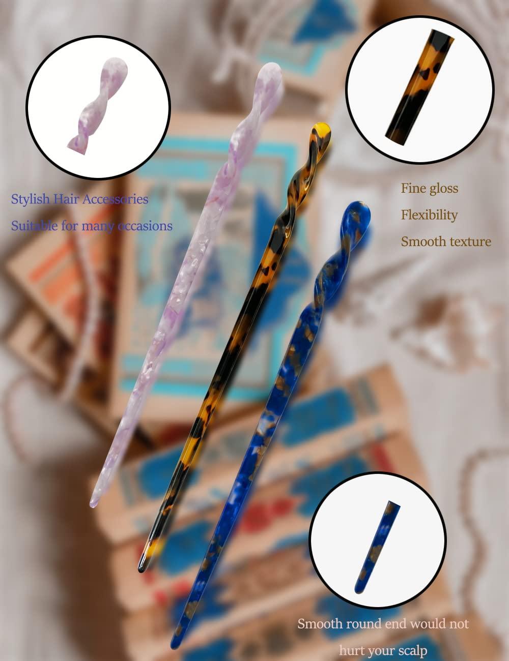 12 Pieces Acetate Hair Sticks Set - Stylish Chinese Hair Styling ...