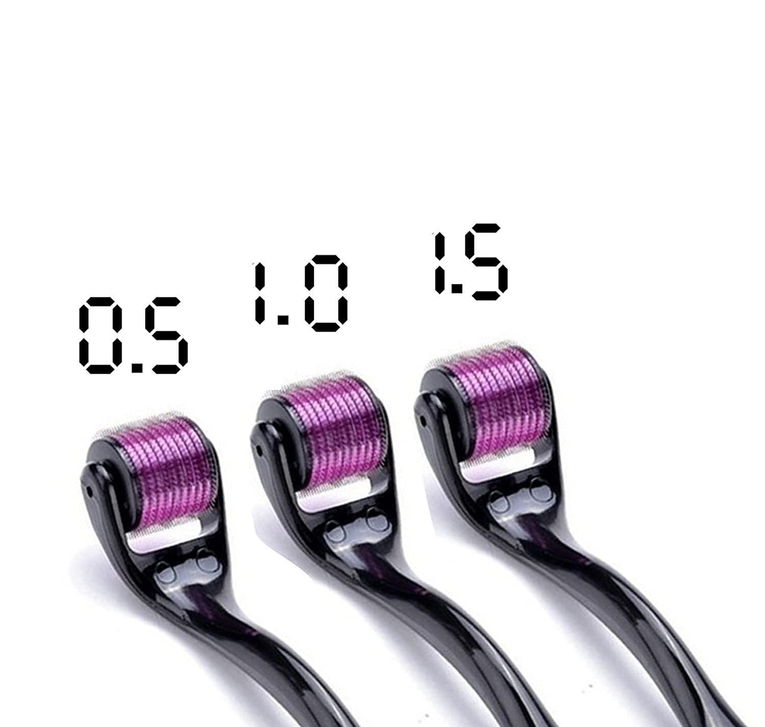 3-Pack Derma Microneedle Roller Set - 540 Titanium Needles for Facial ...