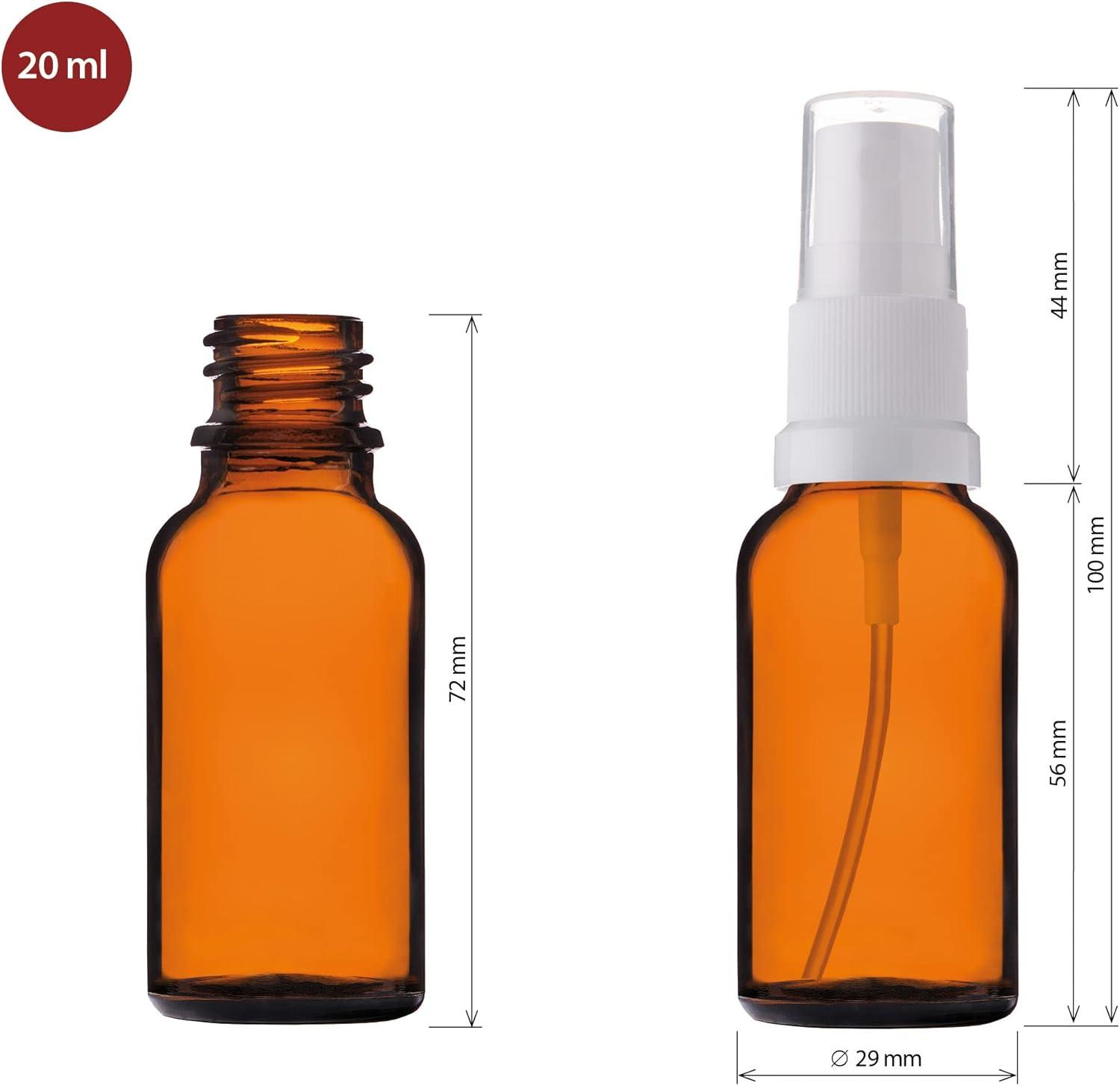 Handsunity 20ml-156 StK Amber Glass Spray Bottle Set with White ...