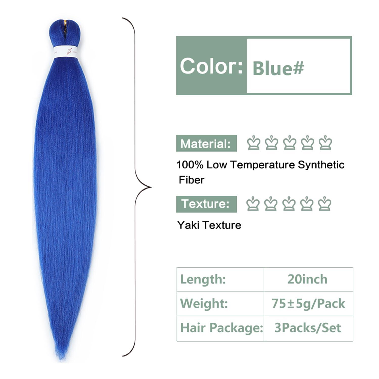 YDDM 20 Inch Pre-Stretched Braiding Hair Extensions - Blue Jumbo Braids ...