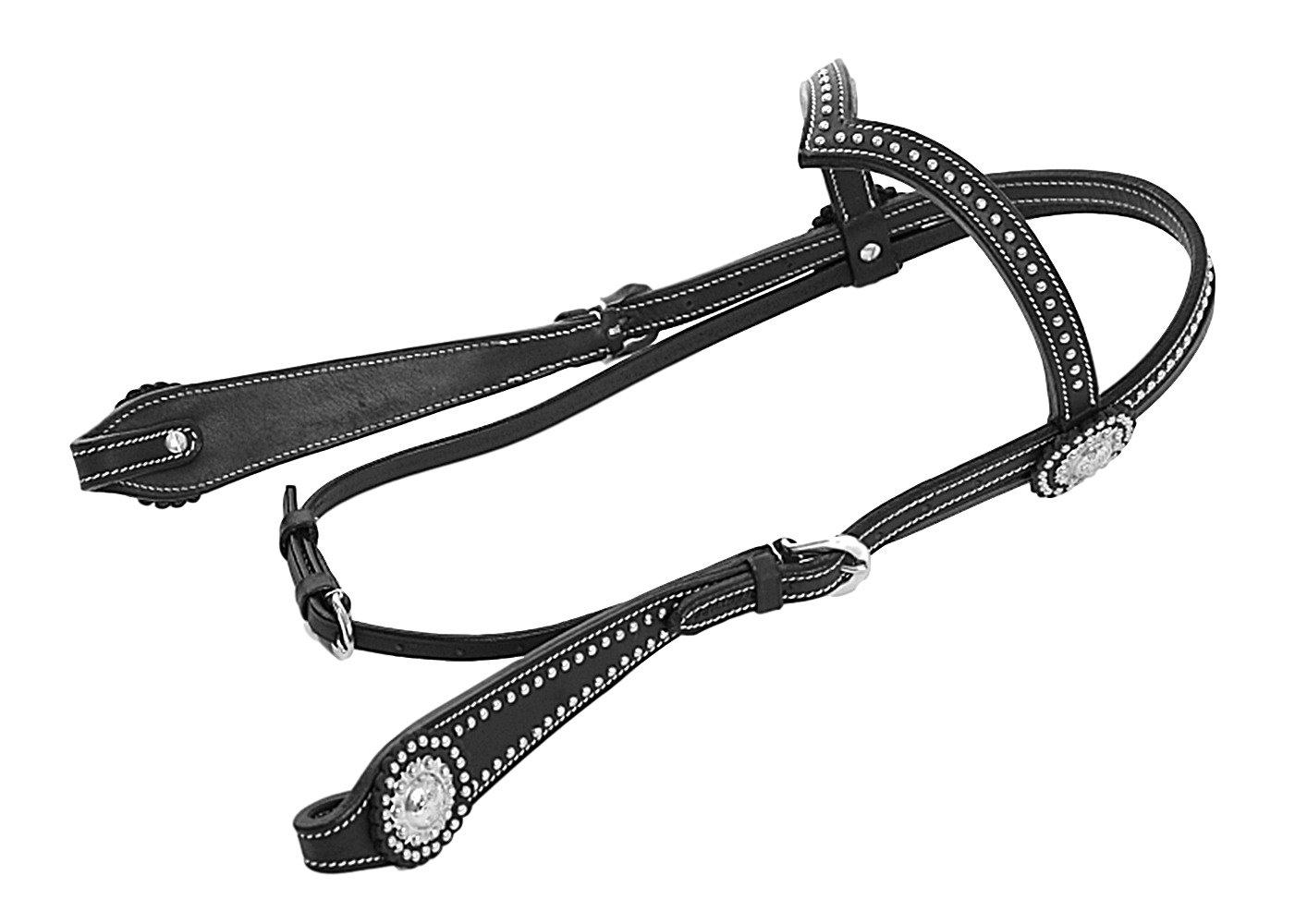 Buy Thor Equine Allan Western Bridle V-Shaped Black Cob Headstall with ...