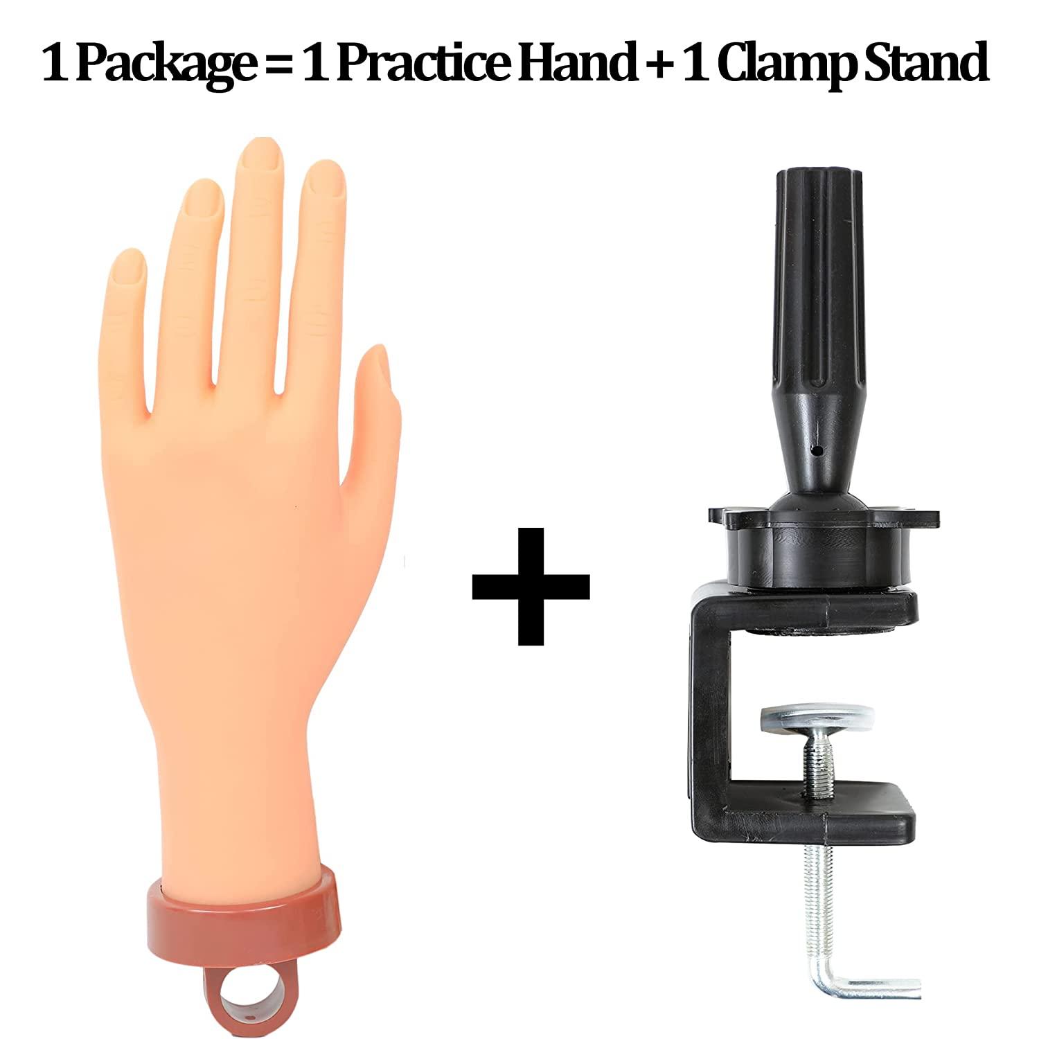 Nude Practice Hand for Acrylic Kit - Nail Mannequin Hand with Clamp ...