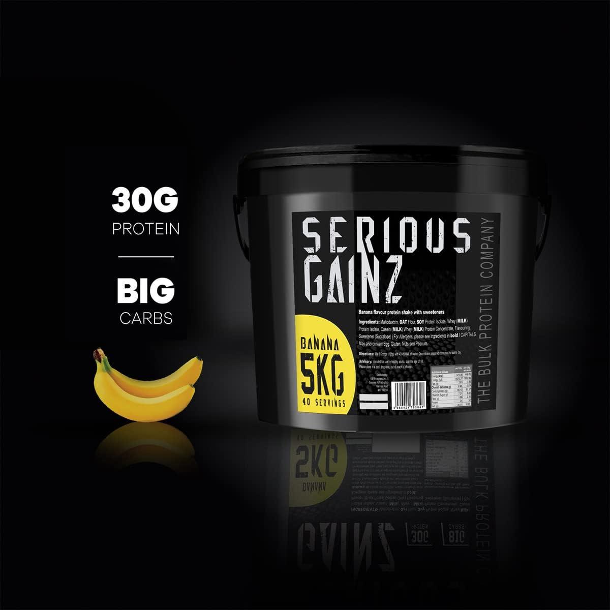 Bulk Protein Co. SERIOUS GAINZ Whey Protein Powder - Banana 5kg - 30g ...