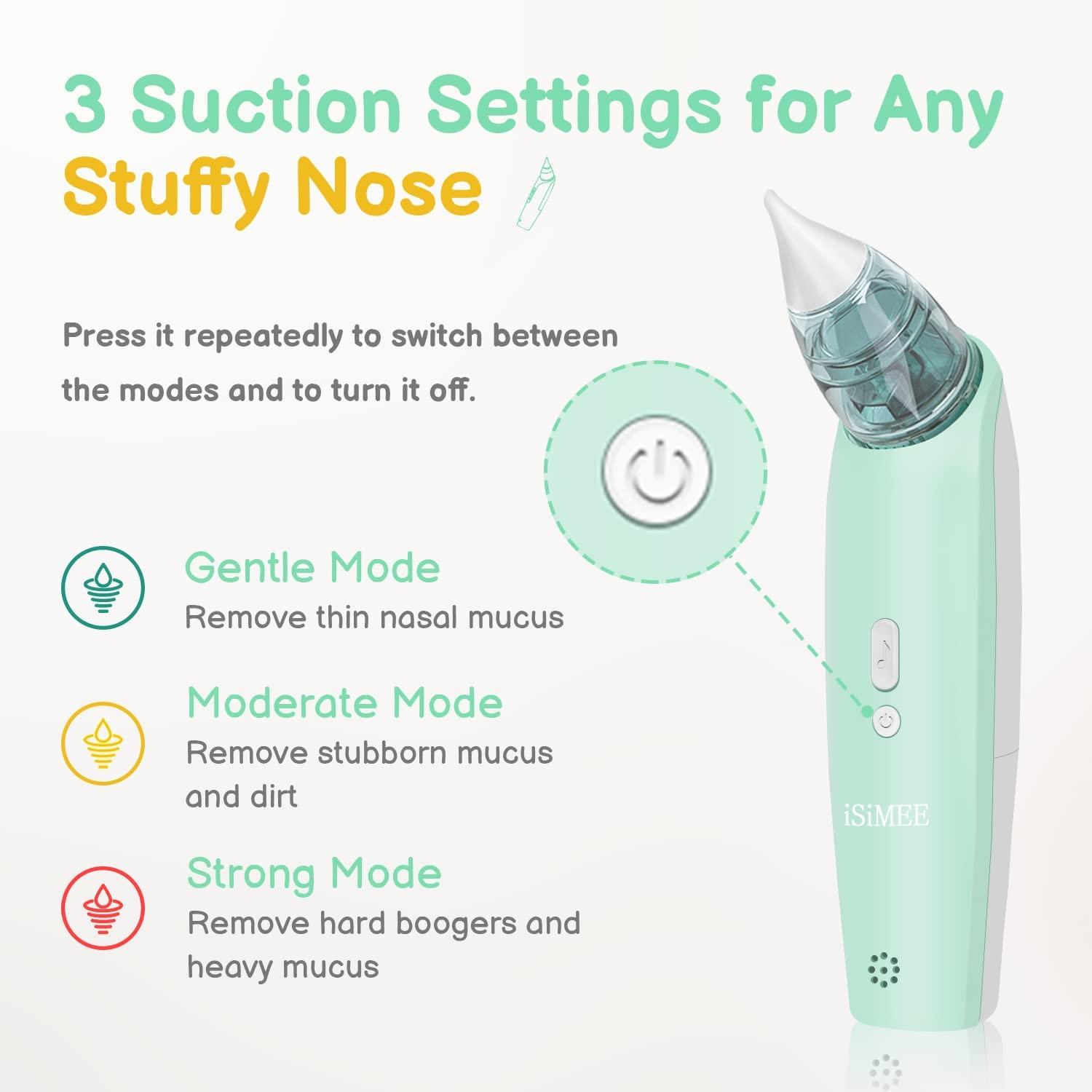 iSiMEE Baby Nasal Aspirator - Electric Mucus Sucker with Music, 2 Tip ...