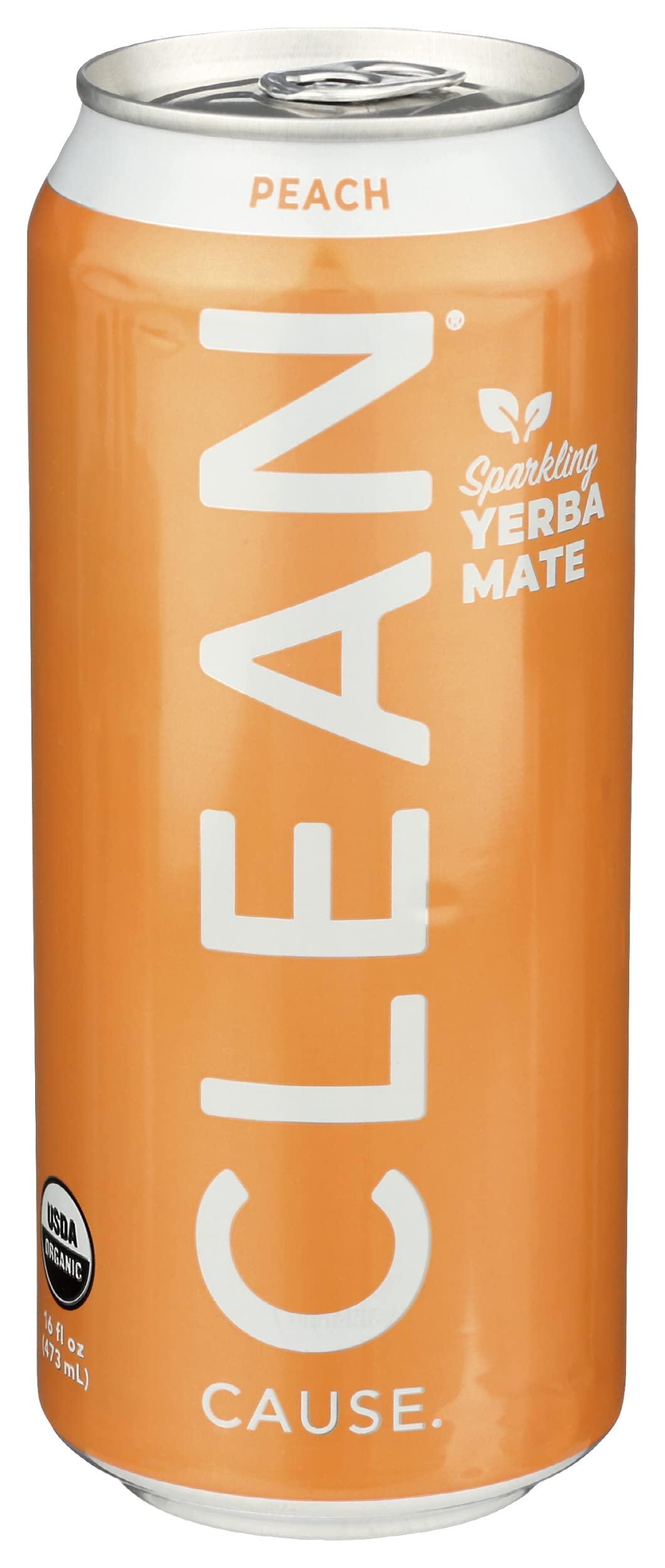 Clean Cause Peach Yerba Mate Energy Drink - 16 oz | Refreshing Boost