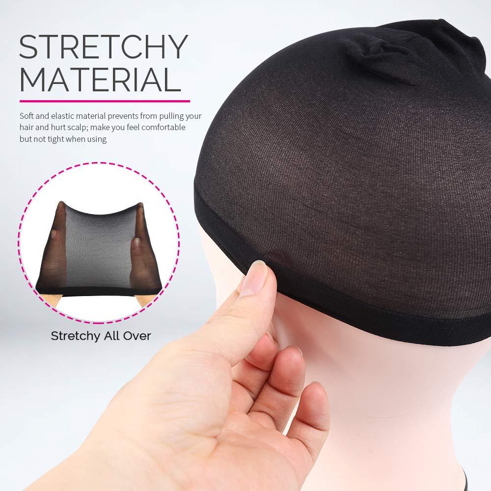 FANDAMEI Nylon Wig Caps for Women - 4 Pack Stocking Wig Caps (Black ...