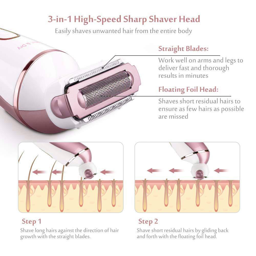 CLEVER BRIGHT Women's Electric Razor - 6 in 1 Waterproof Shaver for ...