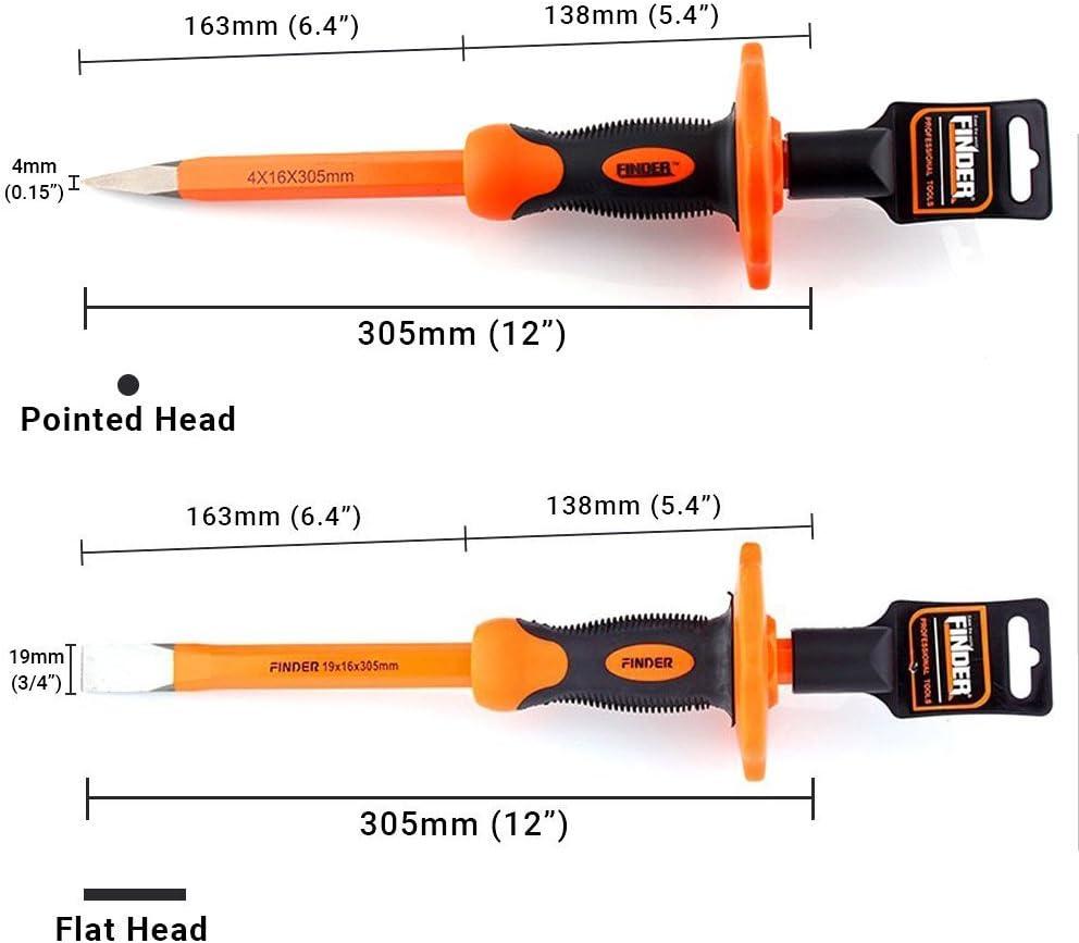 Finder 2 pcs 12-Inch Heavy Duty Chisels Set With Hand Protection Flat ...